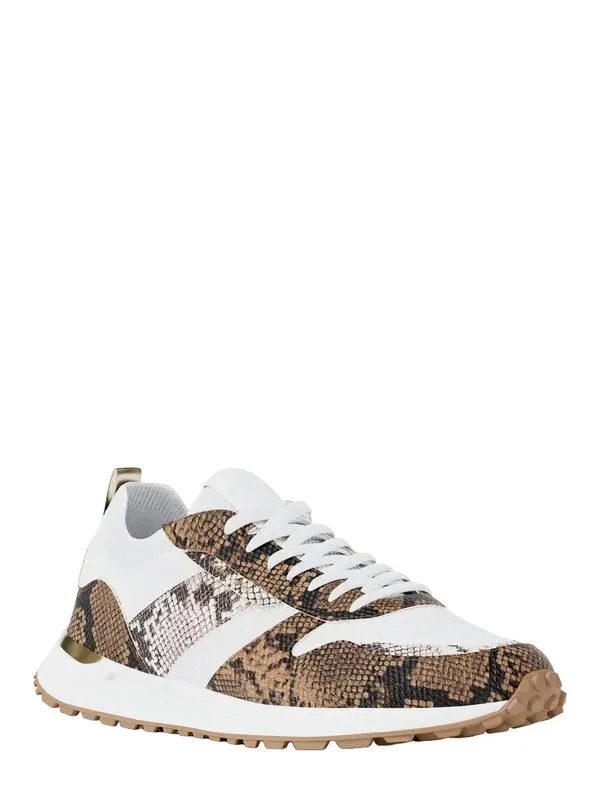 Michael Kors Jesse Stretch Knit And Snake Embossed Trainer - Brown