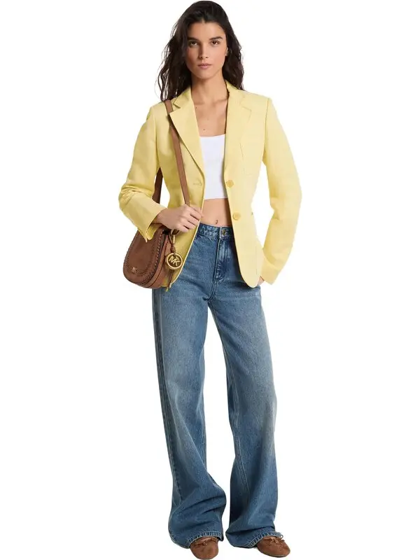 Michael Kors Linen And Cotton Patch Pocket Blazer - Yellow
