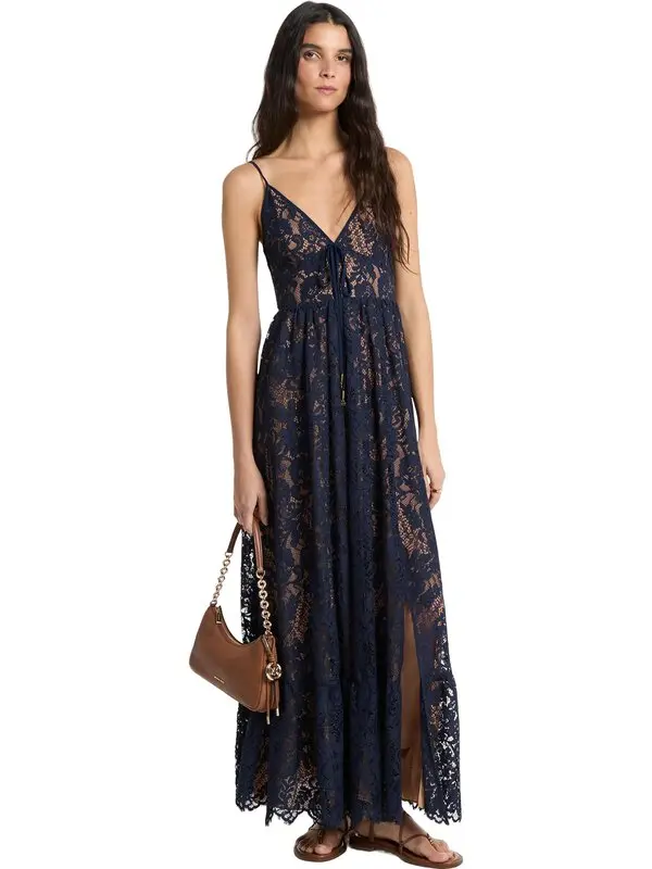 Michael Kors Corded Floral Lace Maxi Dress - Blue