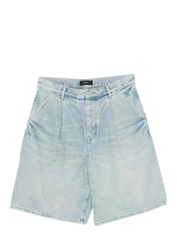 PURPLE BRAND Pleated Denim Shorts - Blue