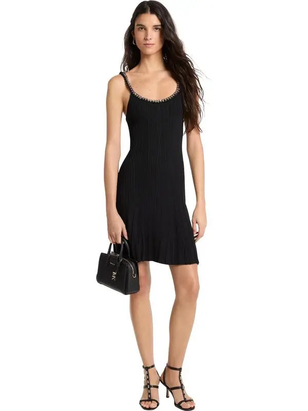 Michael Kors Chain-embellished Stretch Knit Tank Dress - Black