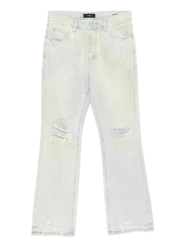 PURPLE BRAND Pinstripe Ripped Jeans - White