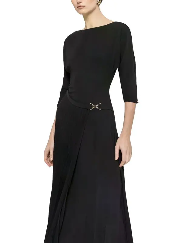 NISSA Pleated Midi Dress - Black