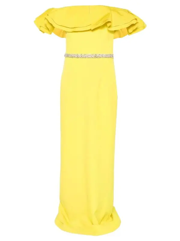 Safiyaa Ruffled Belted Maxi Dress - Yellow
