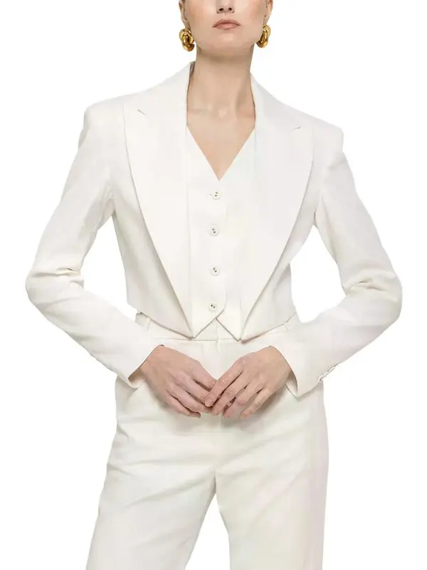 NISSA Button Detailed Cropped Blazer - White