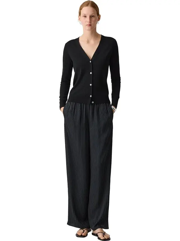 Theory Slit Pull-on Pant In Washed Stripe - Black Multi