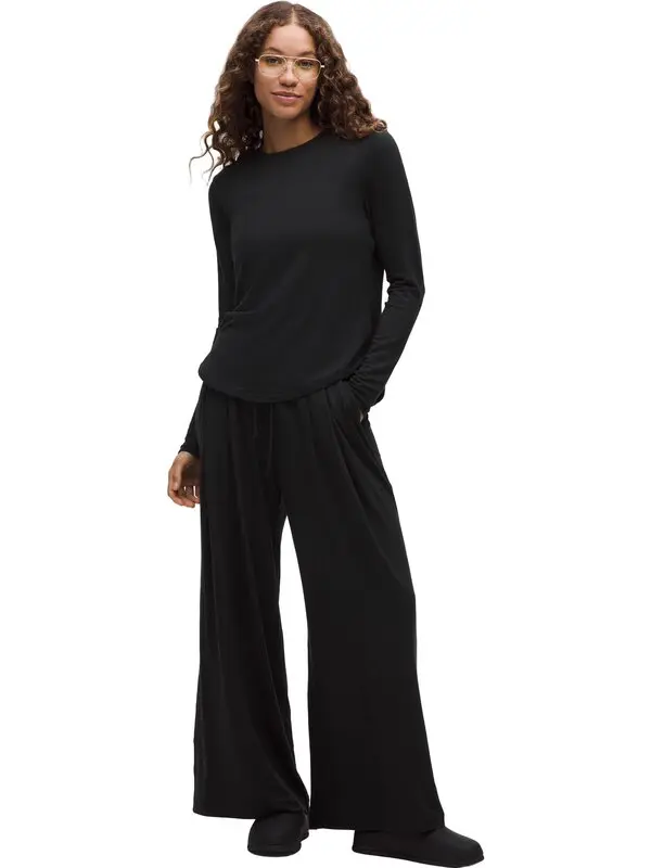 Lululemon Becalm High-rise Pleated Wide-leg Pants - Black