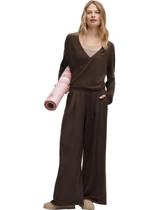 Lululemon Becalm High-rise Pleated Wide-leg Pants - Walnut Crunch