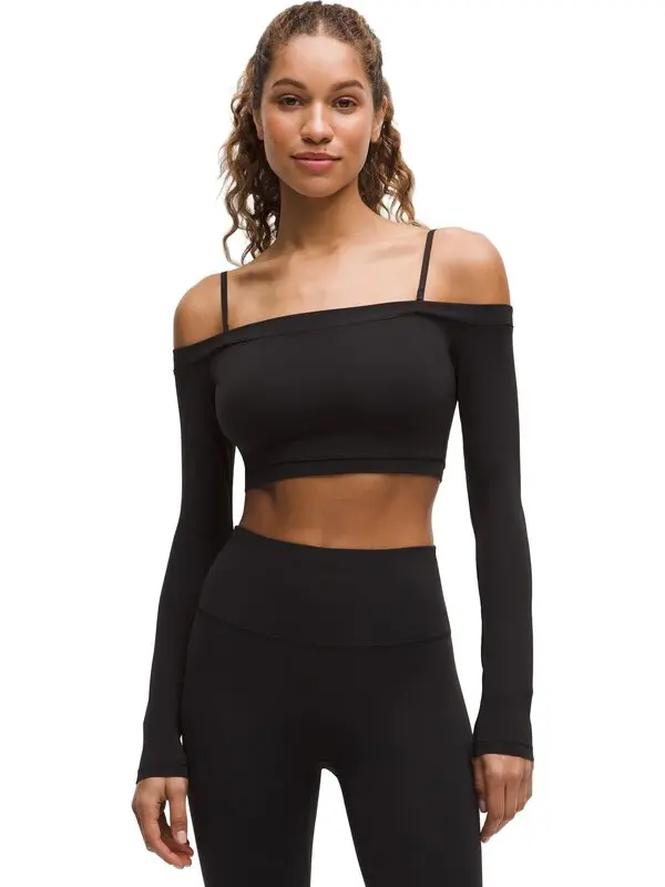 Lululemon Wunder Train Off-shoulder Long-sleeve Top - Black