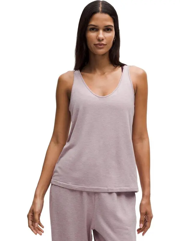 Lululemon Becalm V-neck Tank Top - Heathered Porcelain Pink