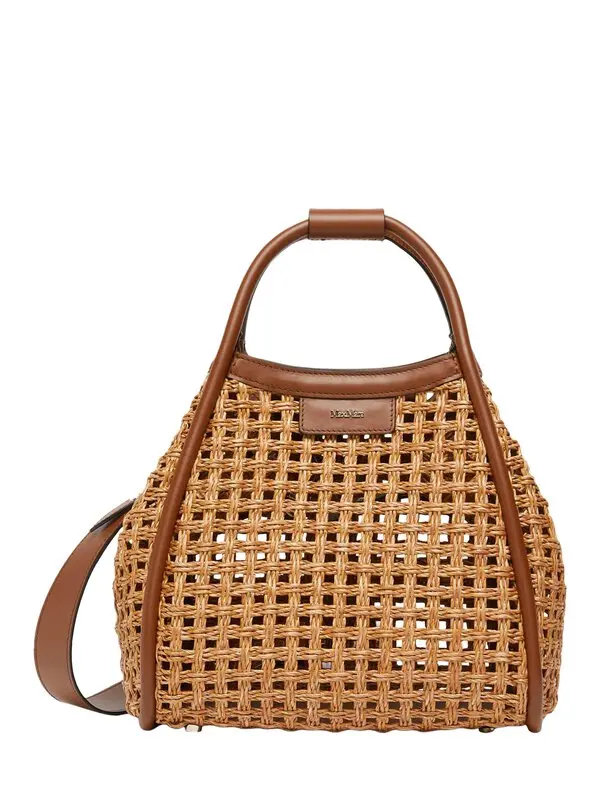Max Mara Woven Tote Bag With Leather Trim - Beige