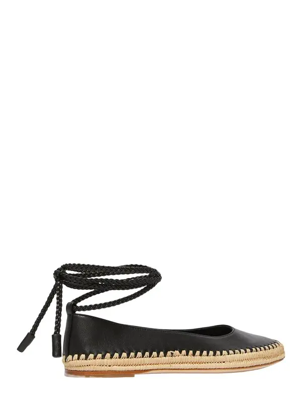 Max Mara Leather Espadrilles With Ankle Straps - Black