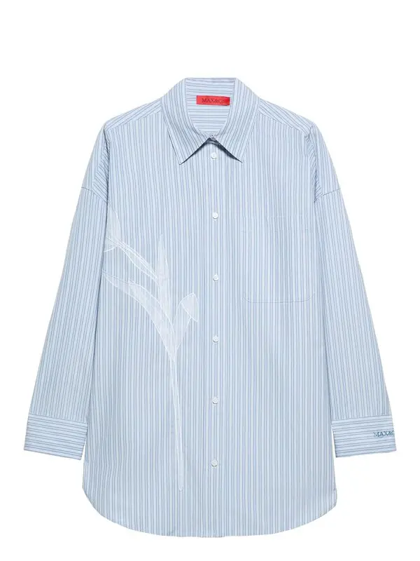 Max & Co. Oversized Striped Embroidered Shirt - Blue