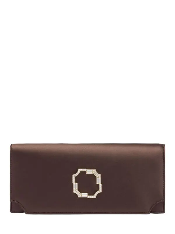 MALONE SOULIERS Satin Evening Clutch Bag - Brown