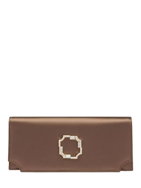 MALONE SOULIERS Vivien Embellished Satin Clutch - Nude
