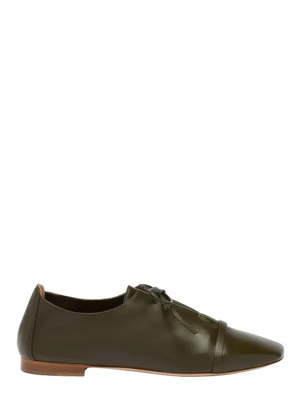MALONE SOULIERS Nappa Leather Lace-up Flats - Green
