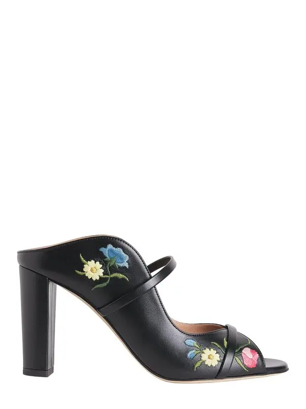 MALONE SOULIERS Leather Embroidered Norah Sandals 85 - Black