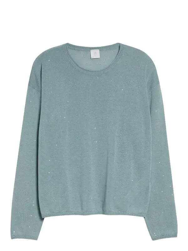 Eleventy Sequin Silk And Cotton Crewneck Sweater - 175 Jade