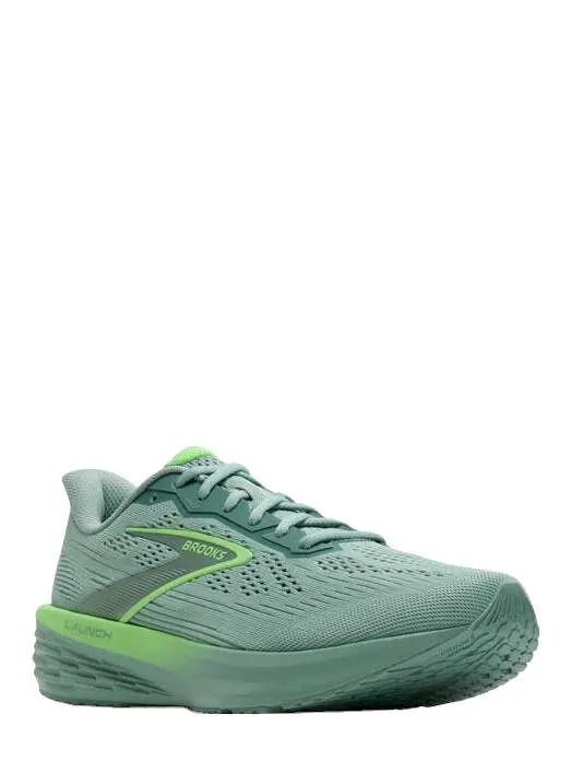 Brooks Launch Running Sneakers - Gray Mist/green