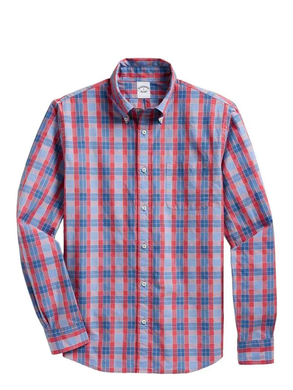 Brooks Brothers Friday Regular Fit Plaid Cotton Poplin Button-down Shirt - Blue Baroque Rose Bold Plaid