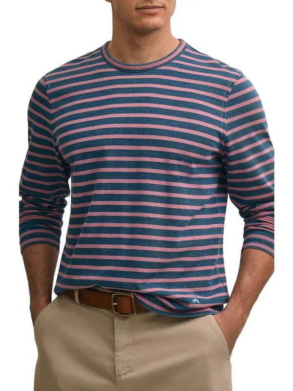 Brooks Brothers Mariner Stripe Long Sleeve Cotton T-shirt - Indigo/red