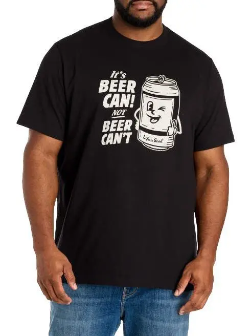 LIFE IS GOOD Big & Tall Beer Can Beer Can't Graphic Tee - Black