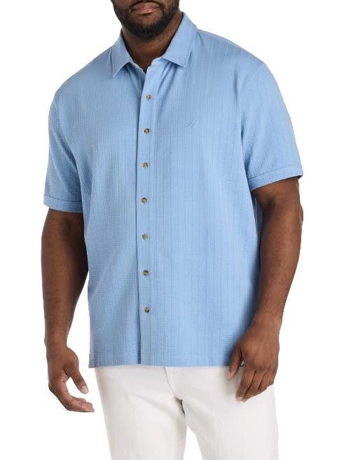 NAUTICA Big & Tall Button-down Seersucker Polo Shirt - Allure