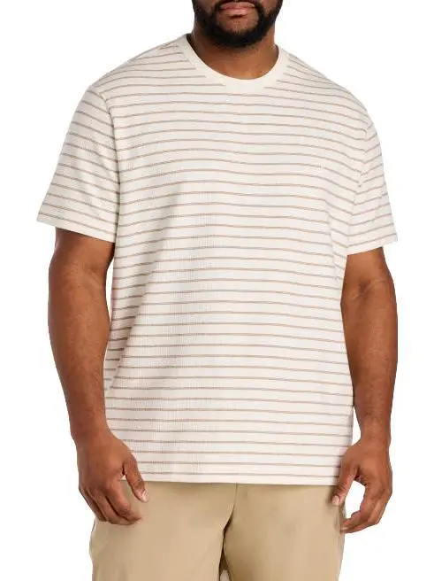 NAUTICA Big & Tall Textured Striped Crewneck T-shirt - Sail White