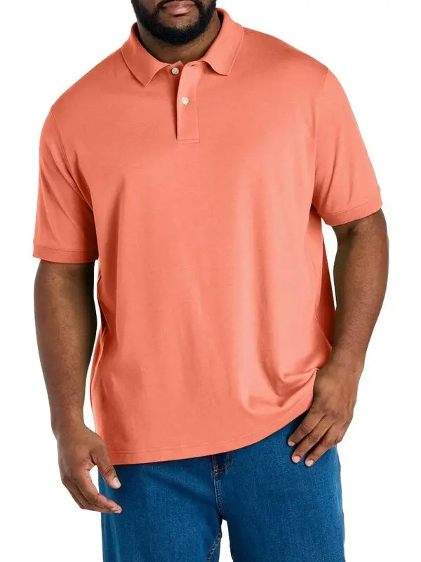 HARBOR BAY BY DXL Big & Tall Interlock Polo Shirt - Coral Reef Pd