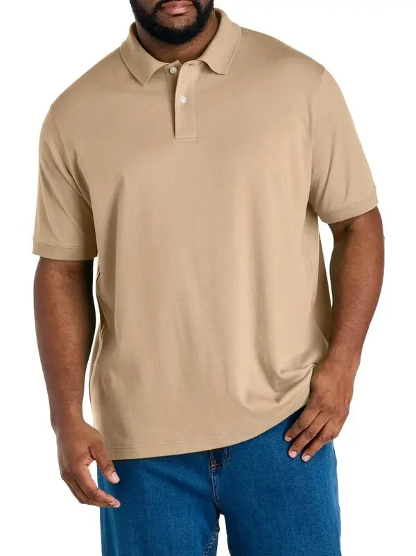 HARBOR BAY BY DXL Big & Tall Interlock Polo Shirt - Cuban Sand Pd