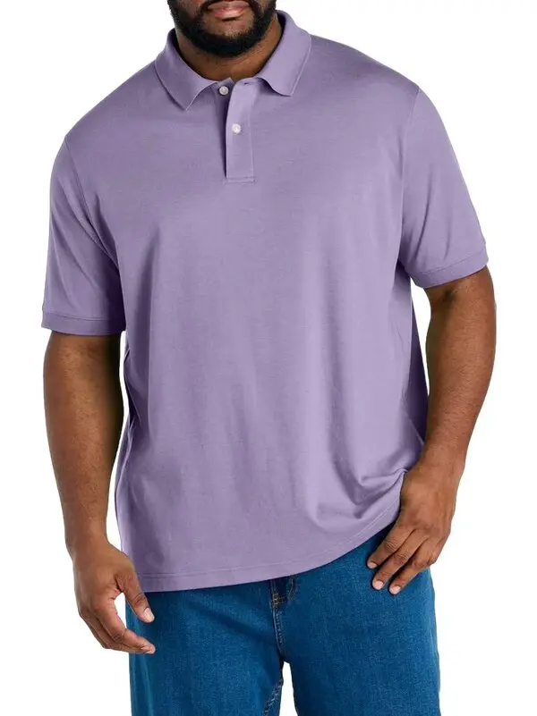 HARBOR BAY BY DXL Big & Tall Interlock Polo Shirt - Lavendula Pd