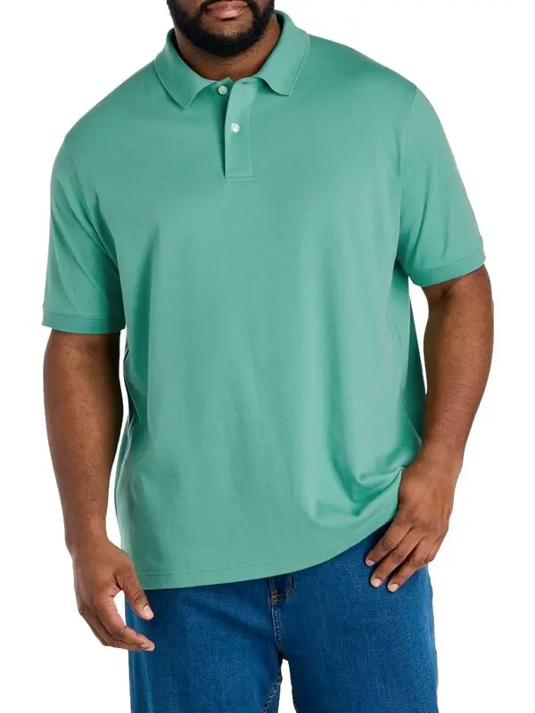 HARBOR BAY BY DXL Big & Tall Interlock Polo Shirt - Pool Green Pd