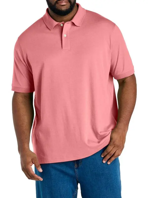 HARBOR BAY BY DXL Big & Tall Interlock Polo Shirt - Strawberry Ice Pd