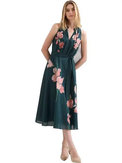 PHASE EIGHT Lucinda Tie Waist Midi Dress - Teal
