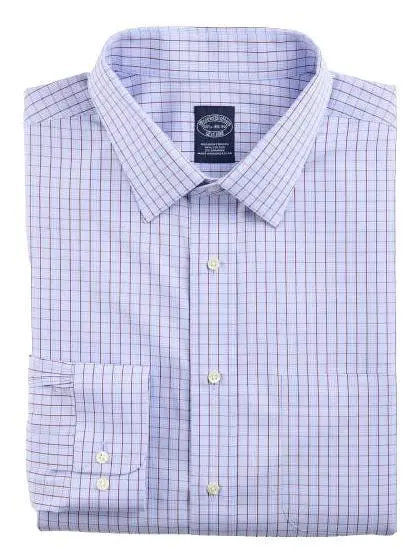 Brooks Brothers Big & Tall Non-iron Glen Plaid Dress Shirt V2 - Blue