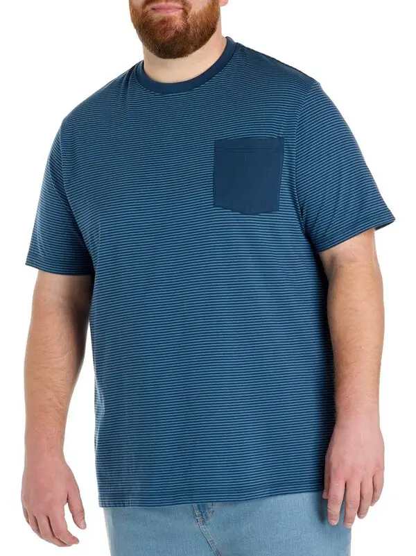 HARBOR BAY BY DXL Big & Tall Moisture-wicking Microstripe Pocket T-shirt - Big Dipper