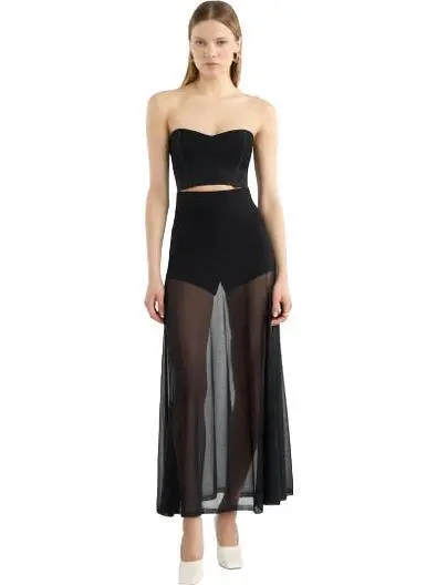 DODIEE Paz Sheer Maxi Skirt - Black