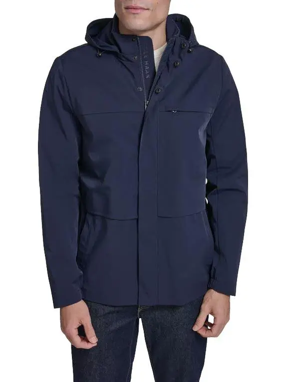 Cole Haan Hooded Windbreaker Jacket - Navy