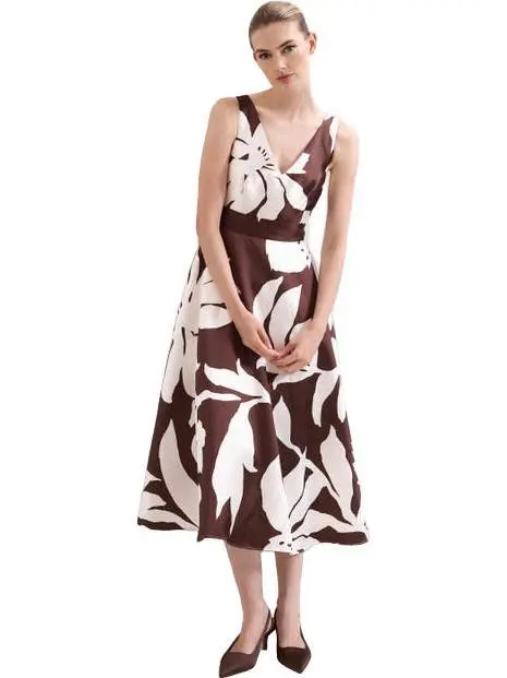 PHASE EIGHT Delicia V-neck Print Maxi Dress - Brown