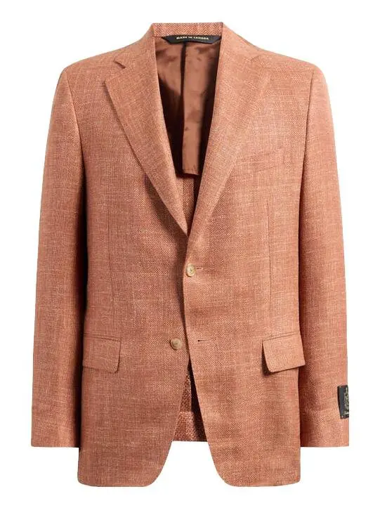 HERITAGE GOLD Wool, Silk, And Linen-blend Hopsack Sport Coat - Orange