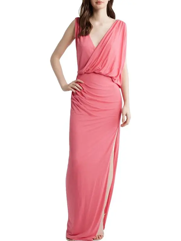 Black Halo Norissa Ruched Drape Maxi Dress - Framboise