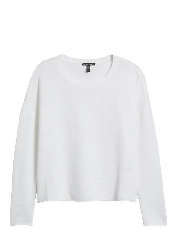 Eileen Fisher Crewneck Organic Linen & Organic Cotton Sweater - White