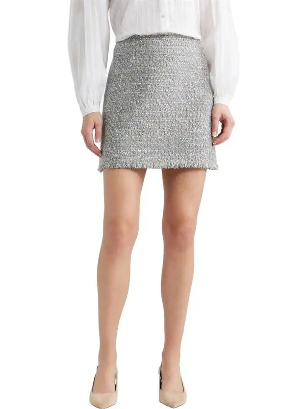 Hugo Boss Vatoni Tweed Miniskirt - Grey Multi