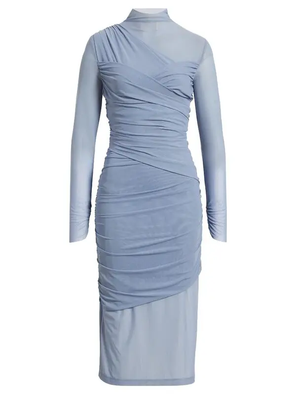 Hugo Boss Etulia Ruched Long Sleeve Dress - Bright Blue