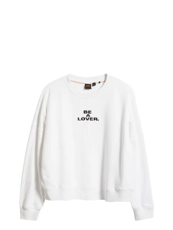 Hugo Boss Stretch Cotton Graphic Sweatshirt - White