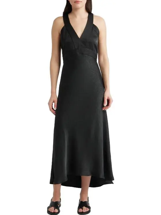 Hugo Boss Crinkle Satin Maxi Dress - Dark Grey