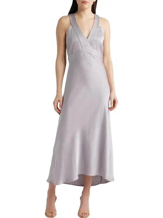 Hugo Boss Crinkle Satin Maxi Dress - Purple