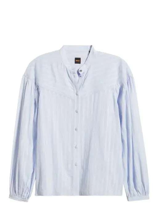 Hugo Boss Bilmant Embroidered Stripe Button-up Shirt - Light/pastel Blue