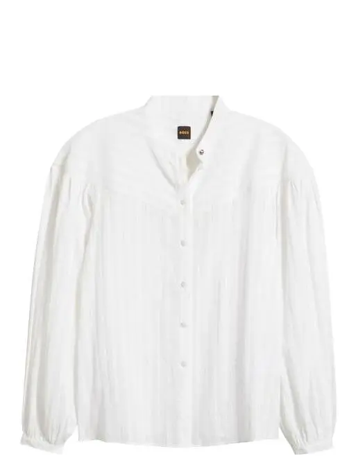 Hugo Boss Bilmant Embroidered Stripe Button-up Shirt - White