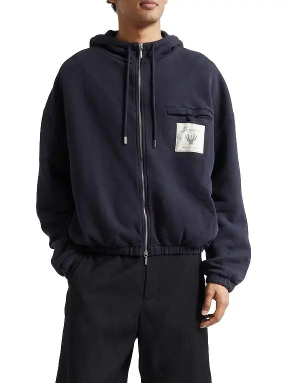 Jacquemus Le Hoodie Torneo Cotton Zip Hoodie - Rosemary Label Dark Navy